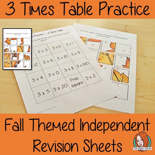 Fall Themed Independent Multiplication Revision Sheets 3x – The Ginger ...