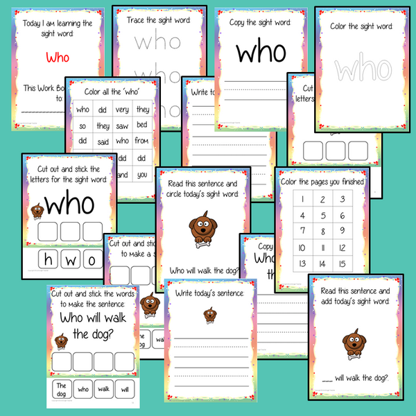 Sight Word ‘Who’ 15 Page Workbook – The Ginger Teacher