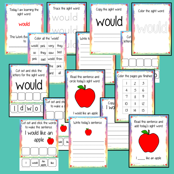 Sight Word ‘Would’ 15 Page Workbook – The Ginger Teacher