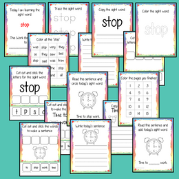 Sight Word 'Stop' 15 Page Workbook – The Ginger Teacher