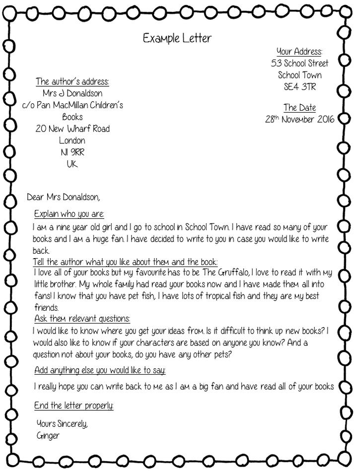 Letter Writing Complete Lesson – Julia Donaldson – The Ginger Teacher