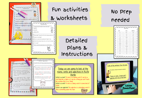 Nouns, Verbs and Adjectives Complete Lesson Awful Auntie – The Ginger ...